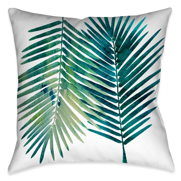 Pacific Palms Teal Outdoor Pillow | Bella Coastal Decor