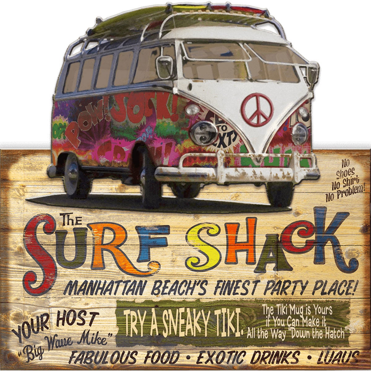 Surf Shack Personalized Wood Sign - 28 x 48 | Bella Coastal Decor