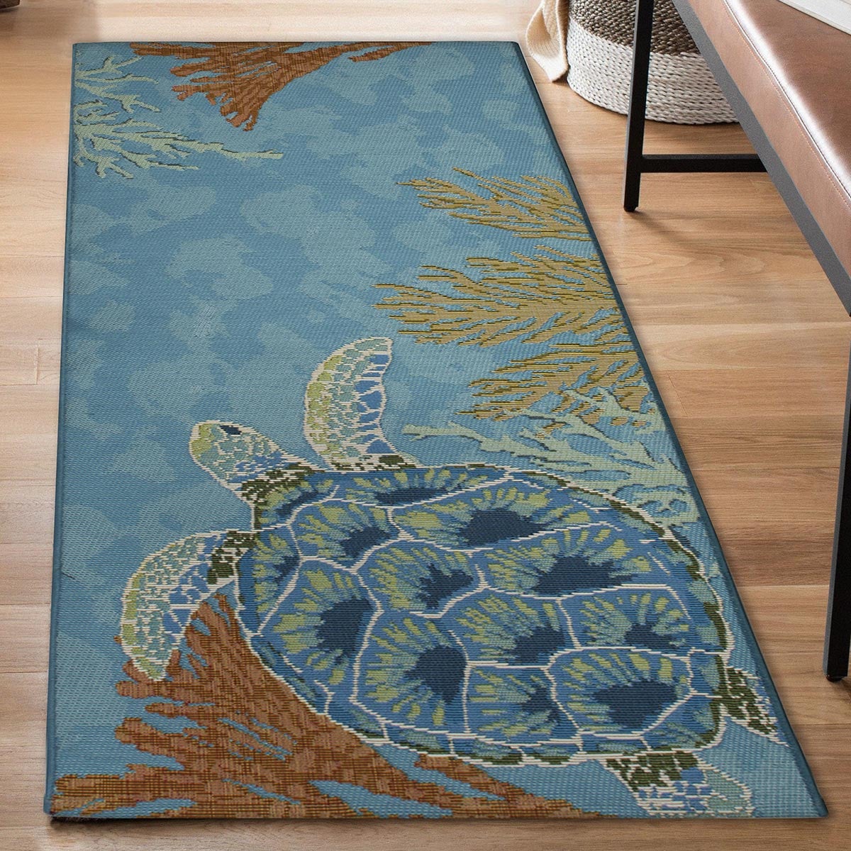 Barrier Sea Turtle Rug - 2 x 5 | Bella Coastal Decor