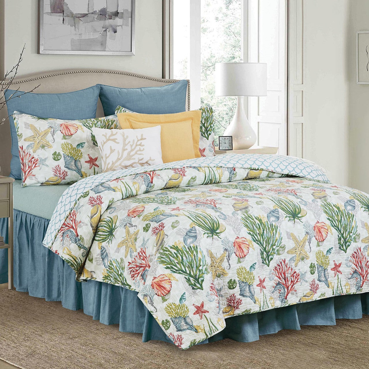 Sea Garden Escape Quilt Bedding Collection | Bella Coastal Decor