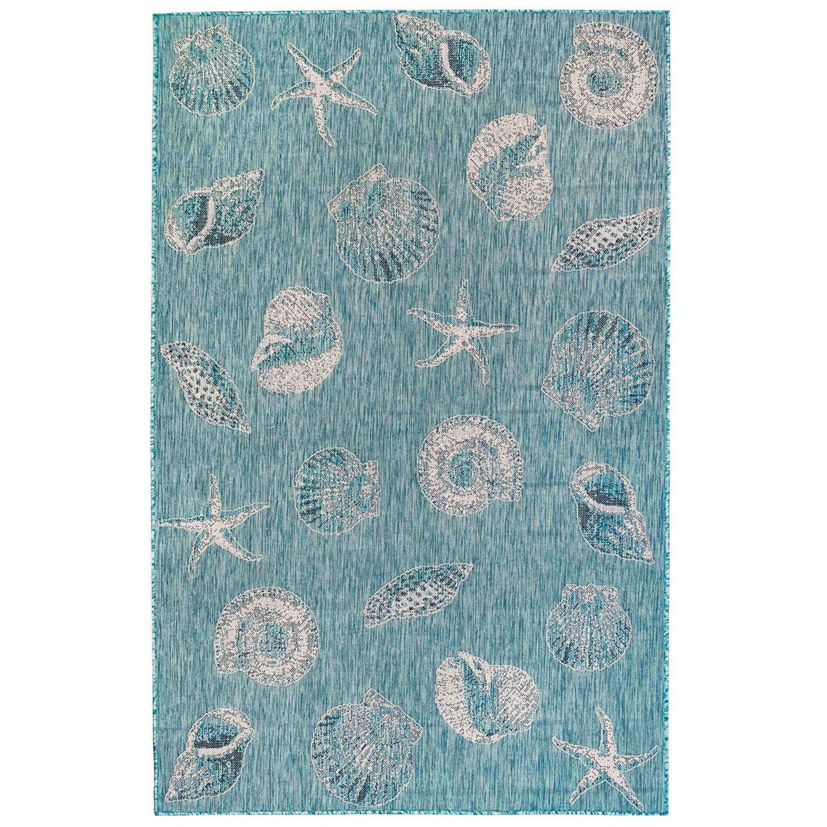 Antigua Shells Aqua Indoor/Outdoor Rug - 3 x 5 | Bella Coastal Decor