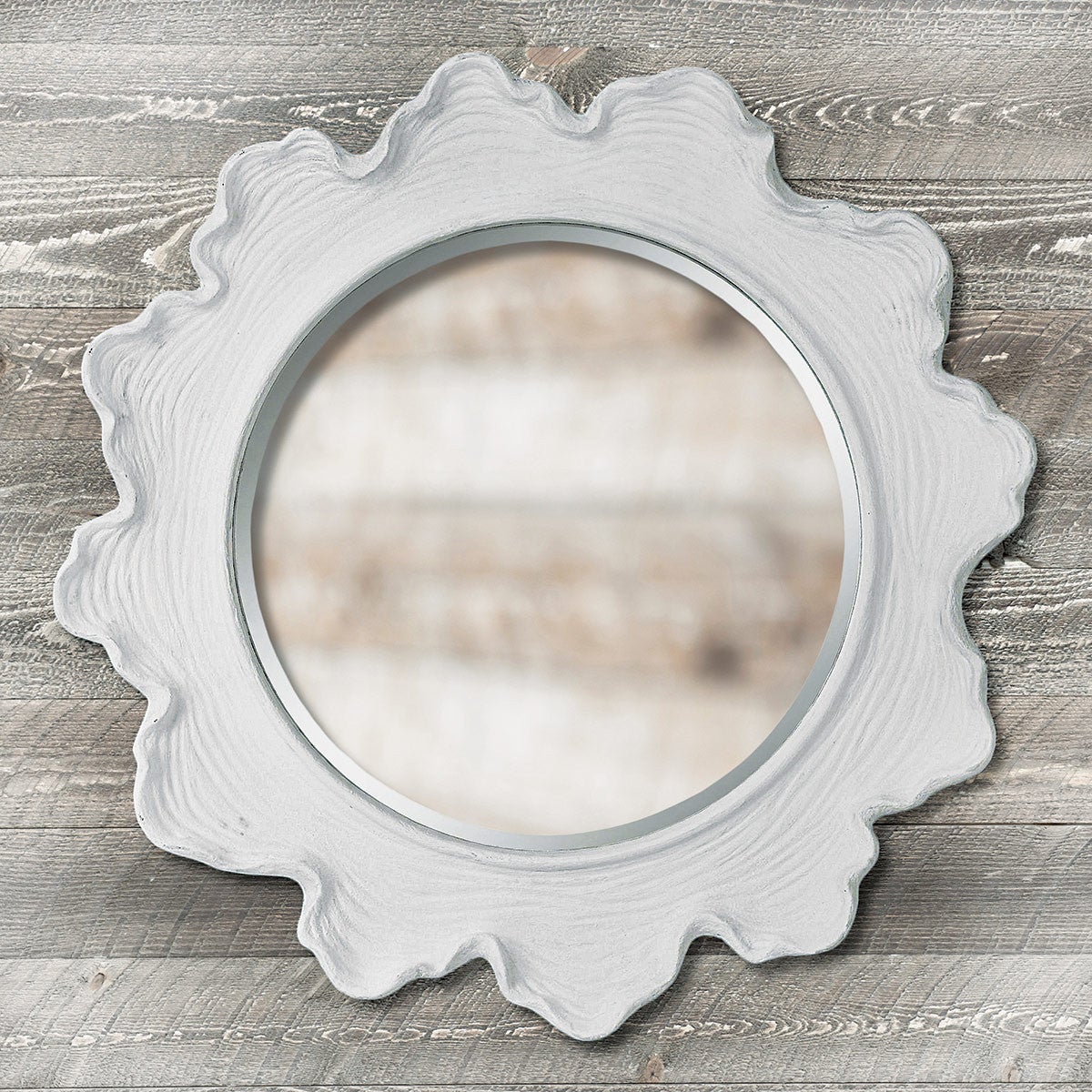 white frame wall mirror