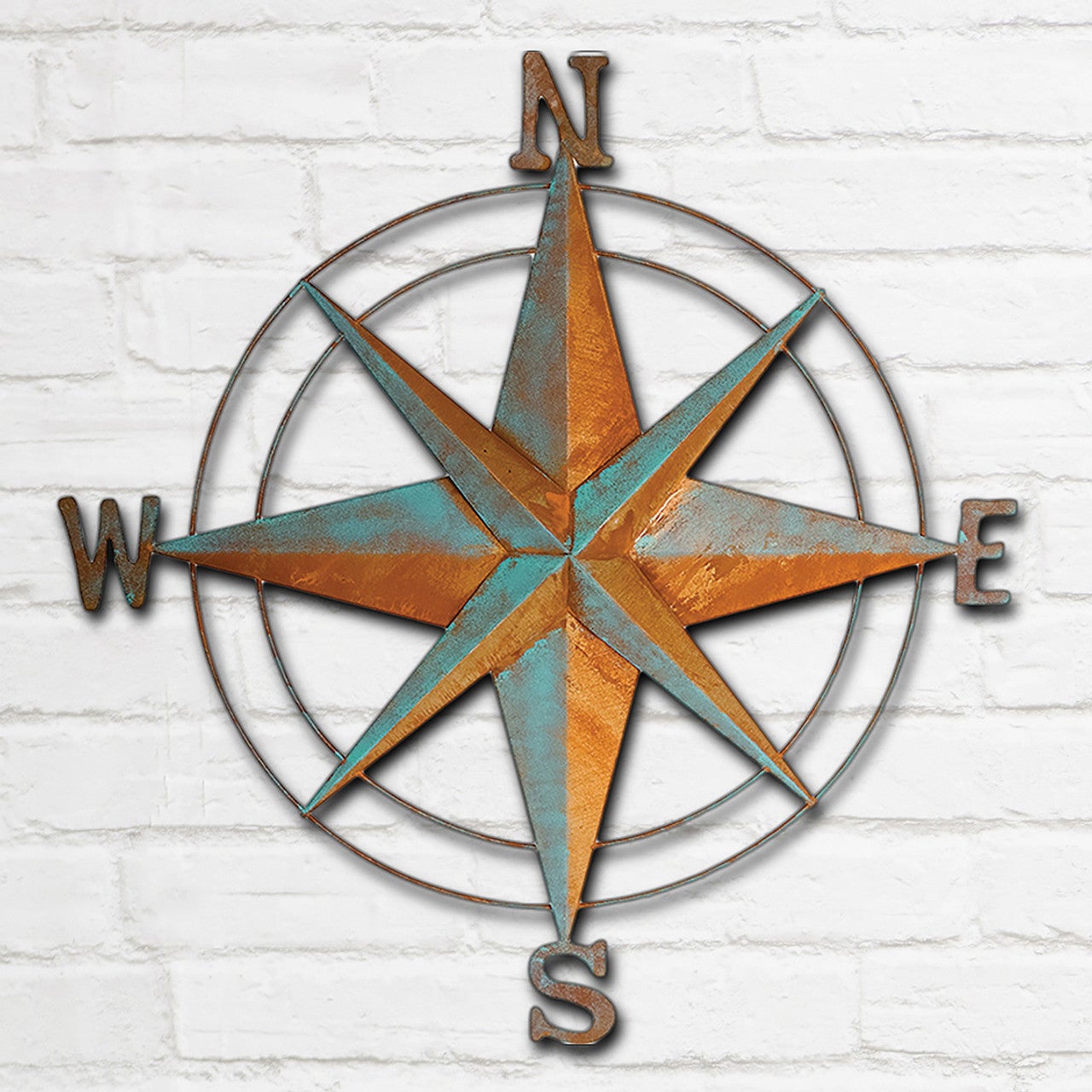 Verdigris Compass Rose Wall Art | Bella Coastal Decor