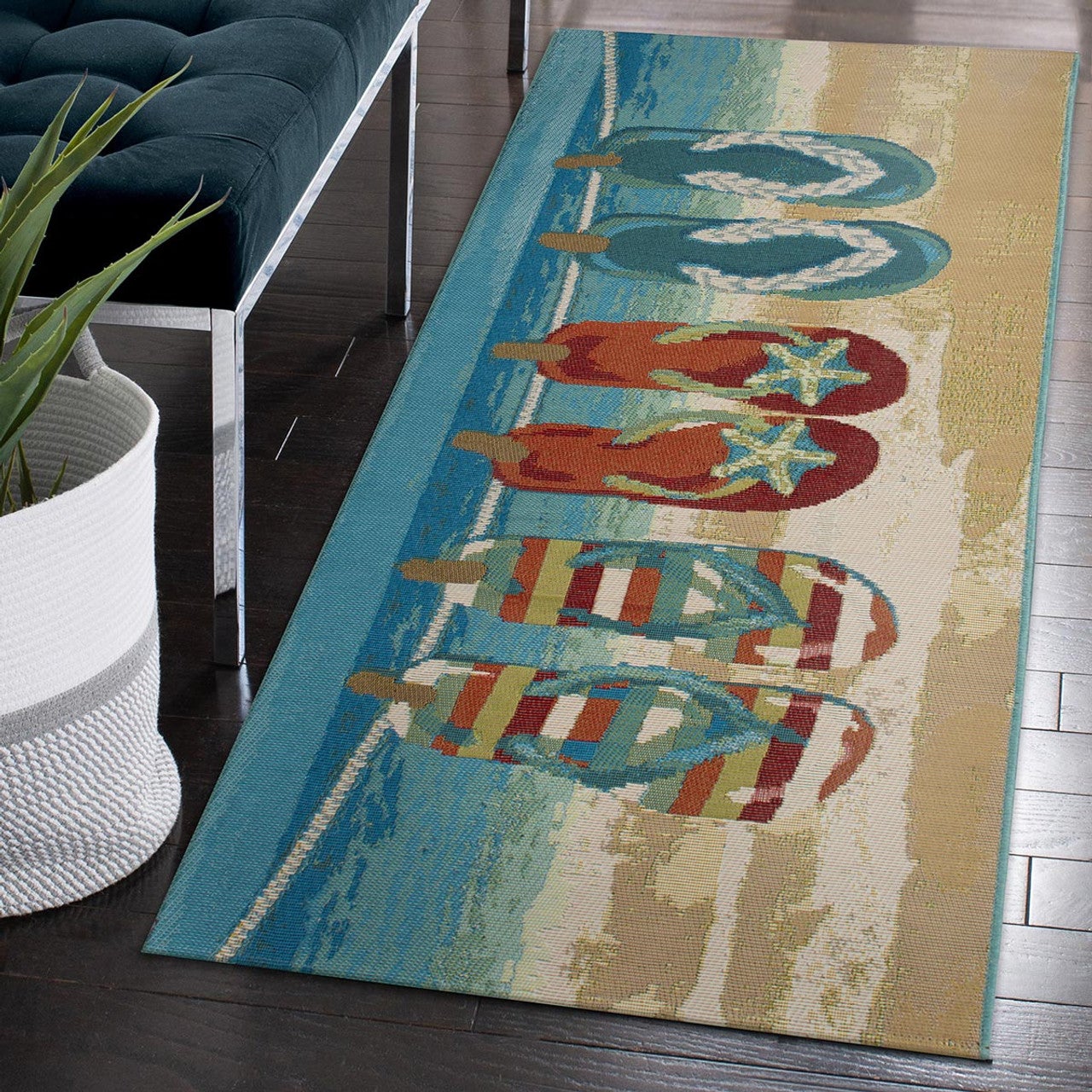 Flip Flop Beach Rug - 2 x 5 | Bella Coastal Decor