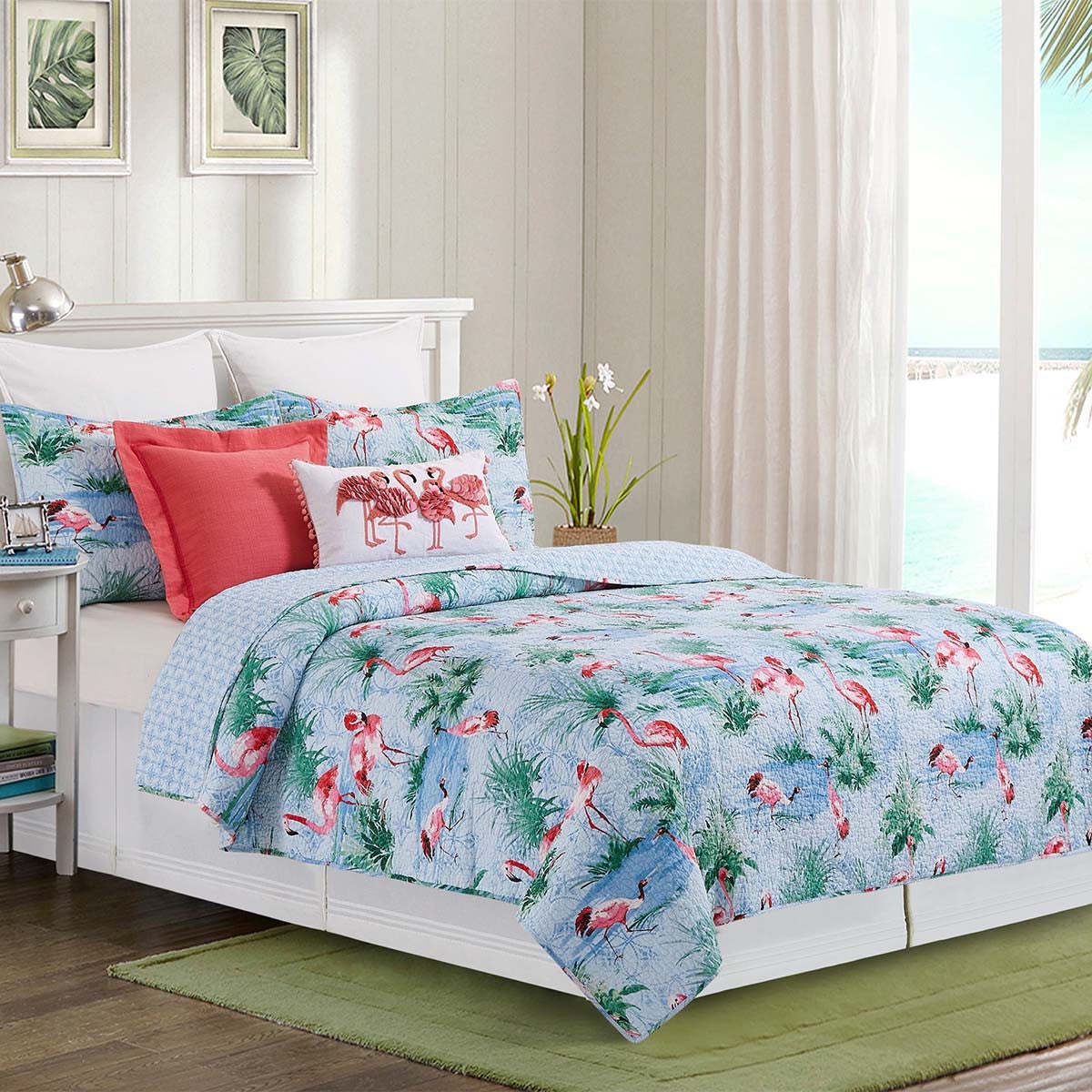 Flamingo Cove Quilt Bed Set - Full/Queen | Bella Coastal Decor