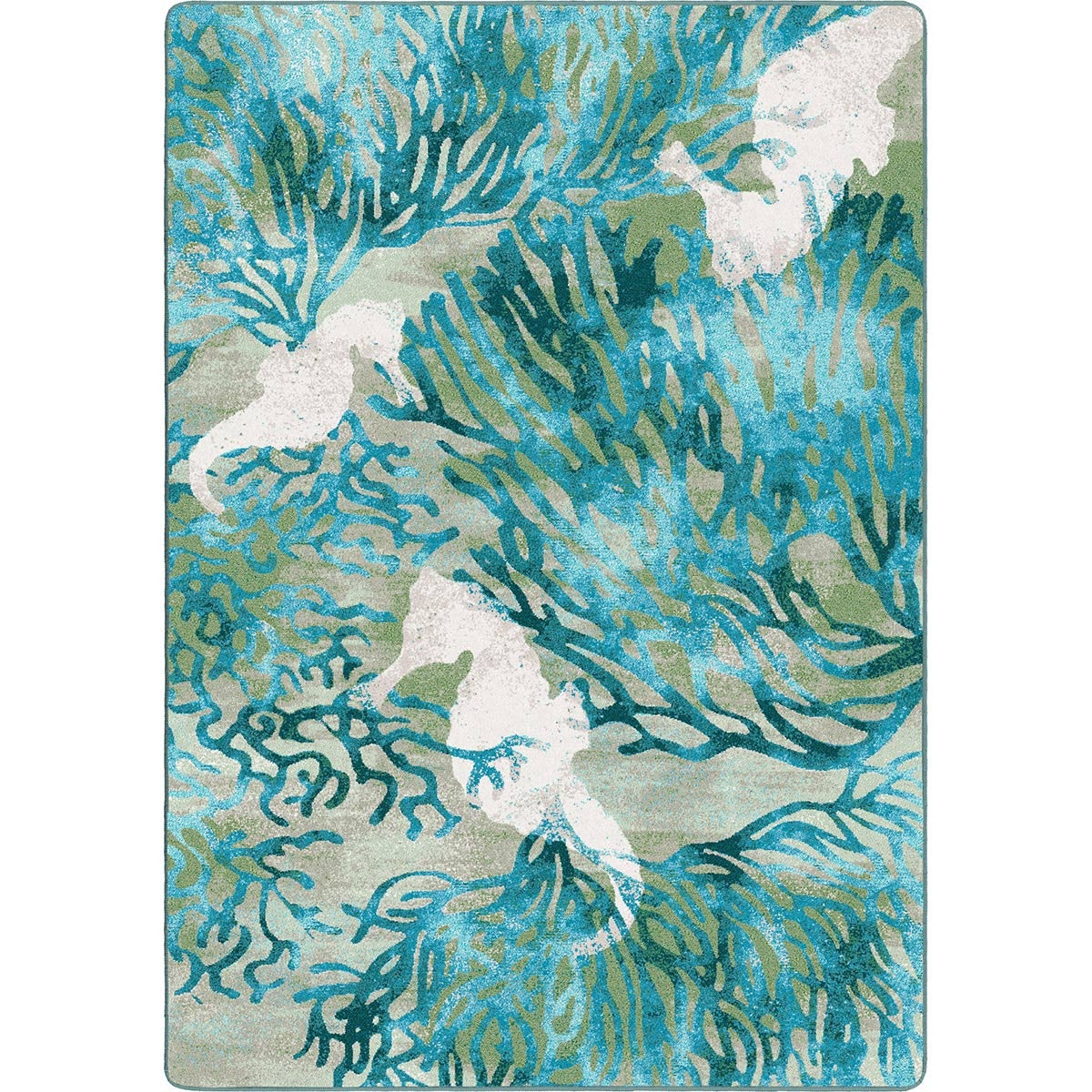 Seahorse & Coral Rug - 4 x 5 | Bella Coastal Decor