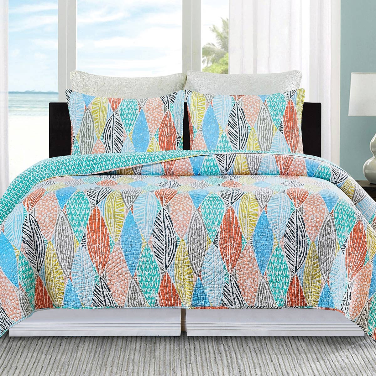 Coastal Colors Quilt Bed Set - Full/Queen | Bella Coastal Decor