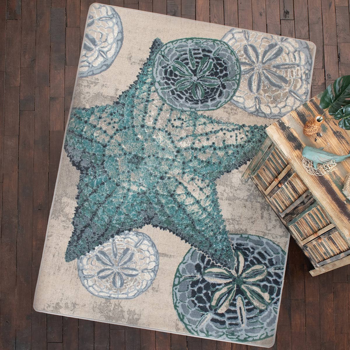 Nautical Area Rugs: 5 x 8 Dominican Reef Blue Rug | Bella Coastal Decor