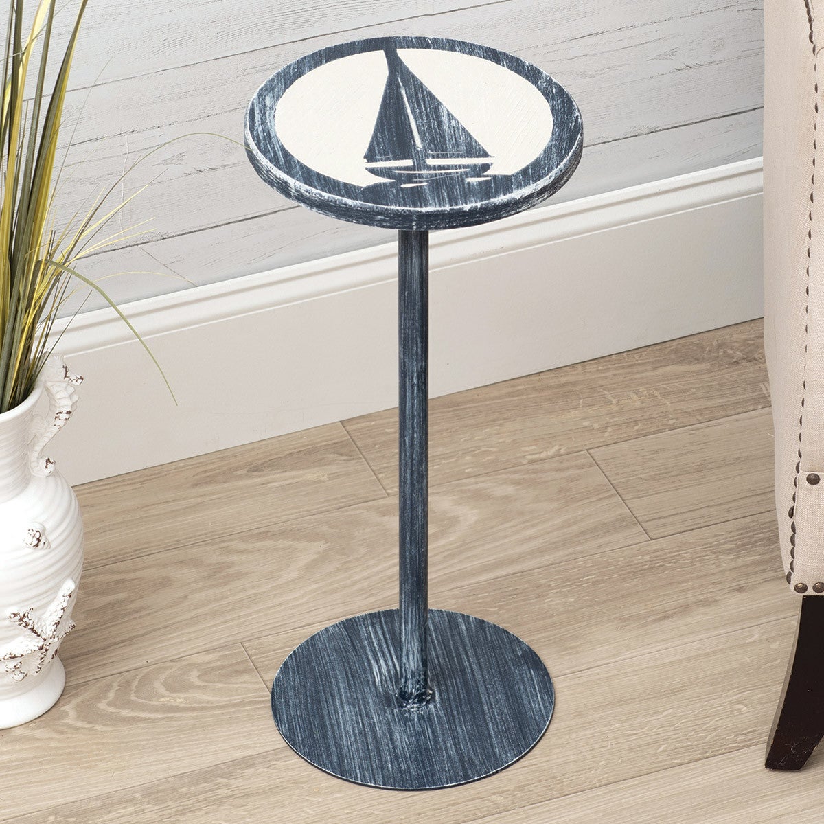 Nautical Tables: Marina Drink Table with Etched Sailboat Top | Bella ...