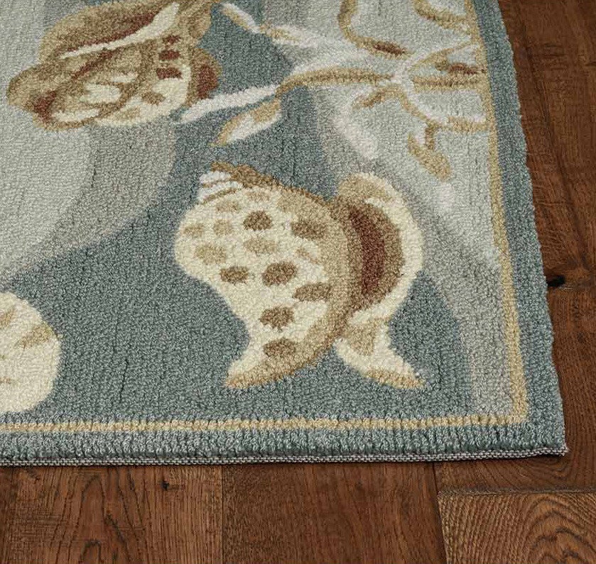 Nautical Area Rugs: 8 Ft Round Sonesta Seafoam Shells Rug | Bella ...