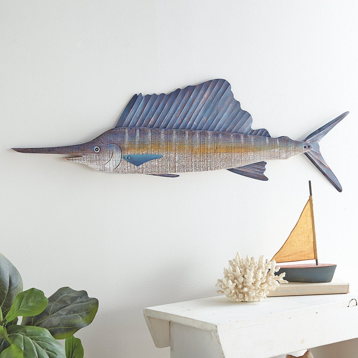 Sailfish Wood Wall Hanging | Bella Coastal Decor