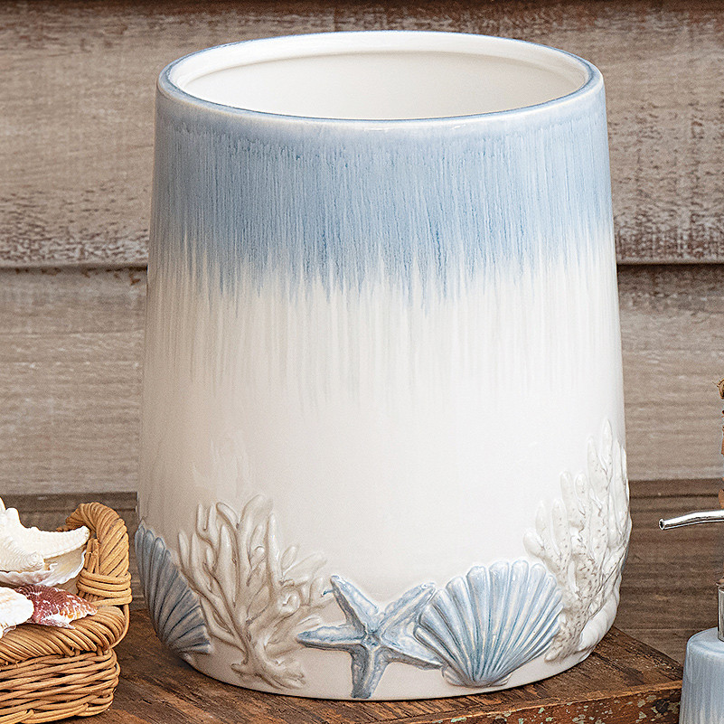 Coastal Mist Waste Basket | Bella Coastal Decor
