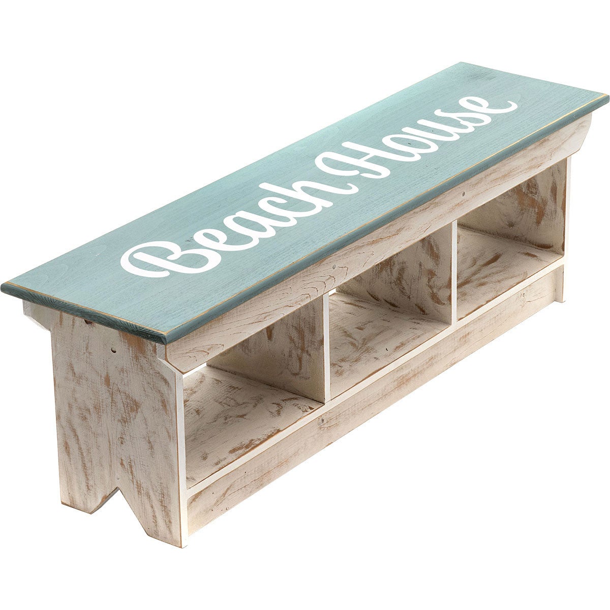 Beach House Wood Cubby Bench | Bella Coastal Decor