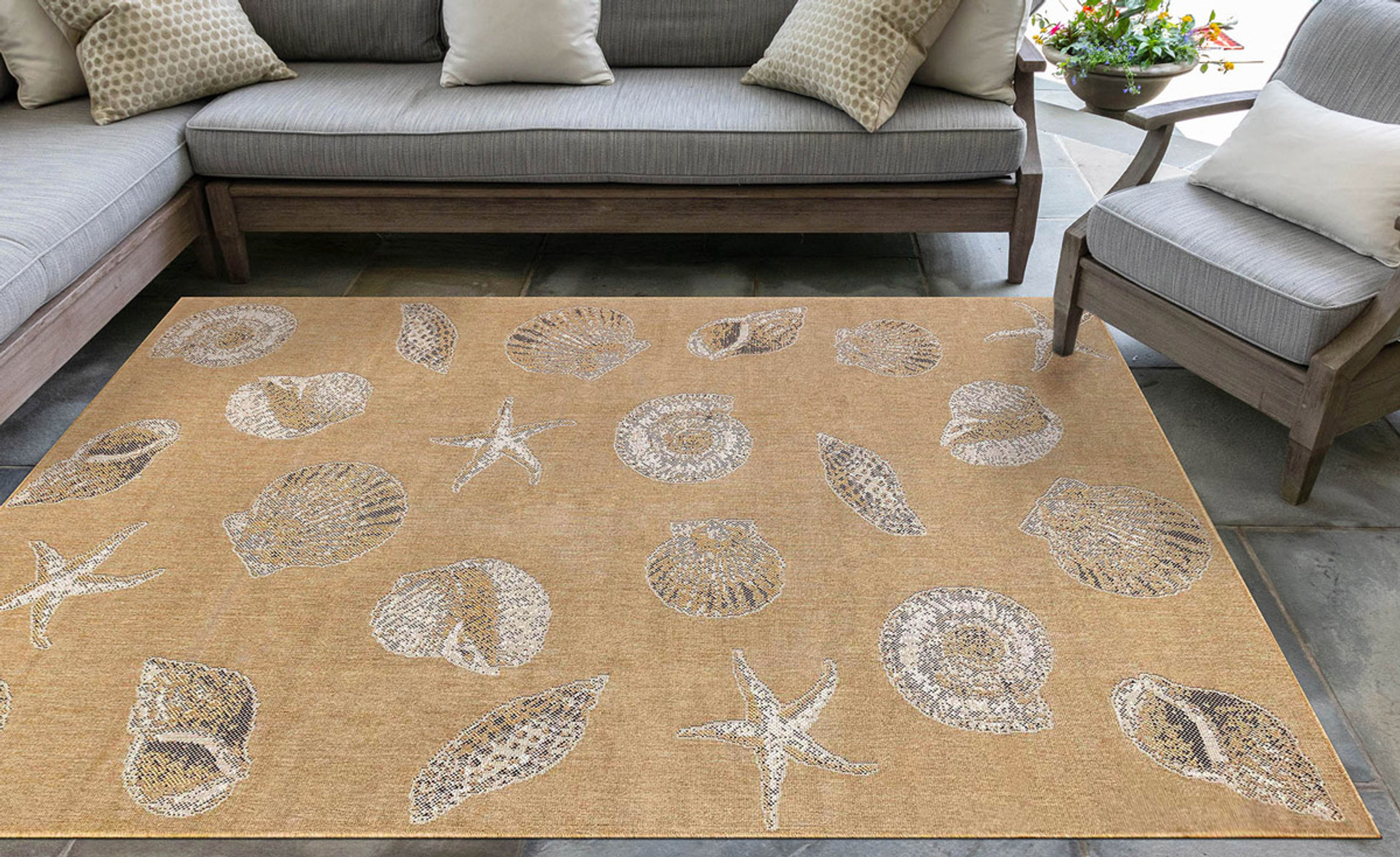 Navagio Beach Sand Indoor/Outdoor Rug - 5 x 8 | Bella Coastal Decor