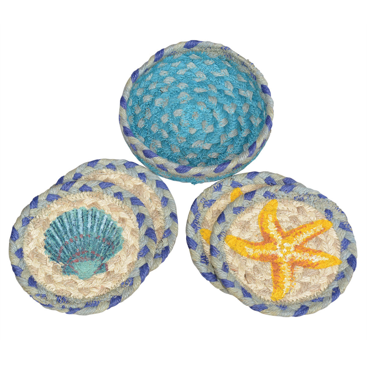 Shell Collector Braided Coaster Set - 5 Pcs | Bella Coastal Decor