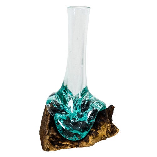 Organic Blown Glass & Root Vase | Bella Coastal Decor
