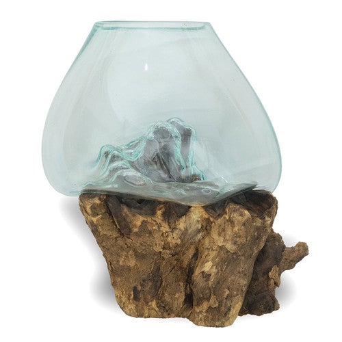 Organic Blown Glass & Root Bowl - Medium | Bella Coastal Decor