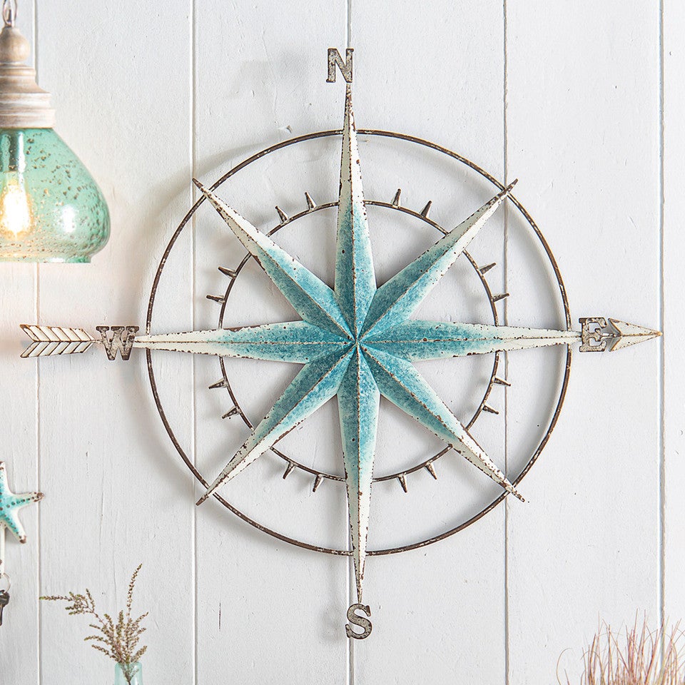 Blue Nautical Compass Wall Art | Bella Coastal Decor