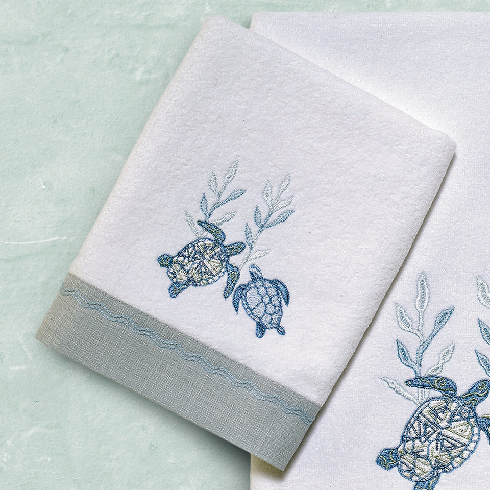 Mosaic Sea Turtle Hand Towel | Bella Coastal Decor