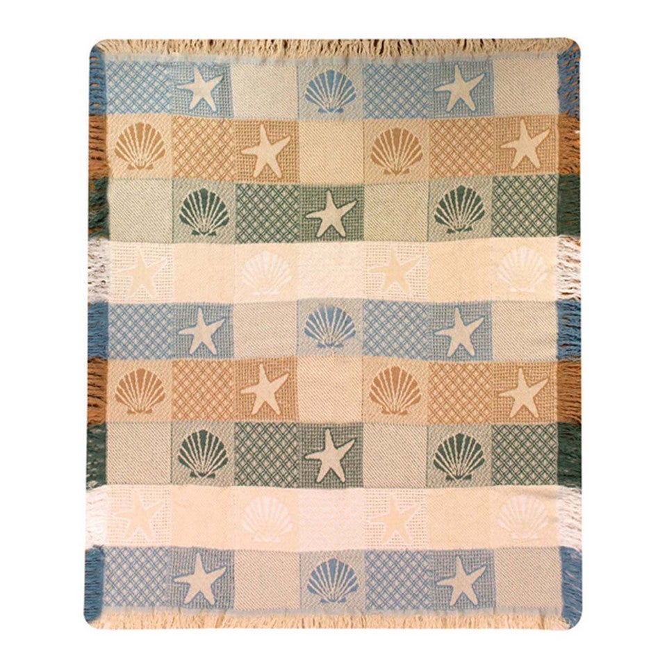 Shells and Lattice Throw Blanket | Bella Coastal Decor