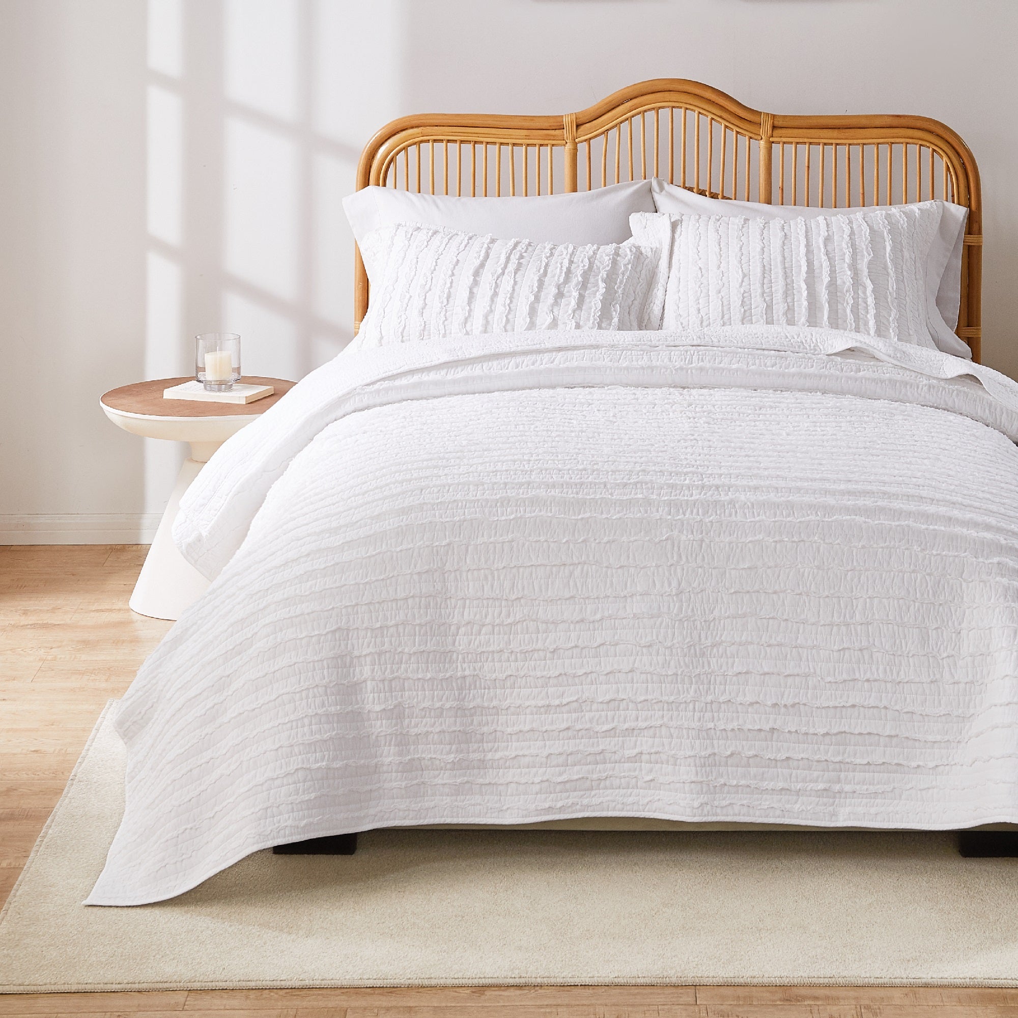 white quilted bedding