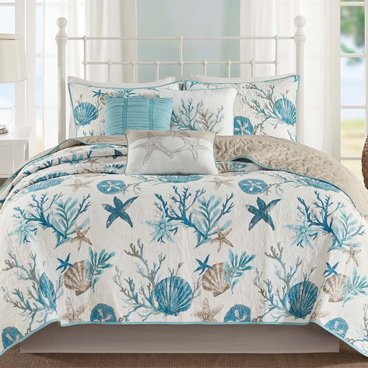 seashell embroidered comforter