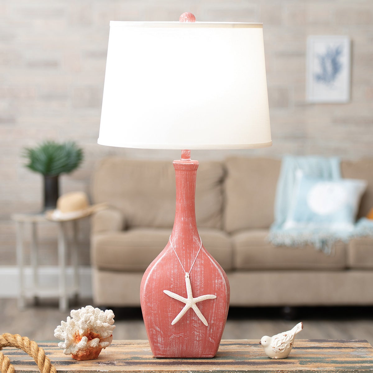 salmon colored lamp